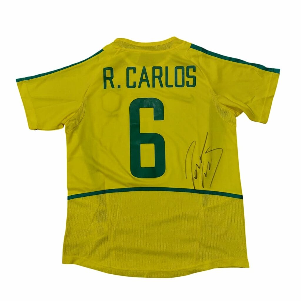 ROBERTO CARLOS SIGNED BRAZIL FOOTBALL SHIRT - Grandstand Memorabilia